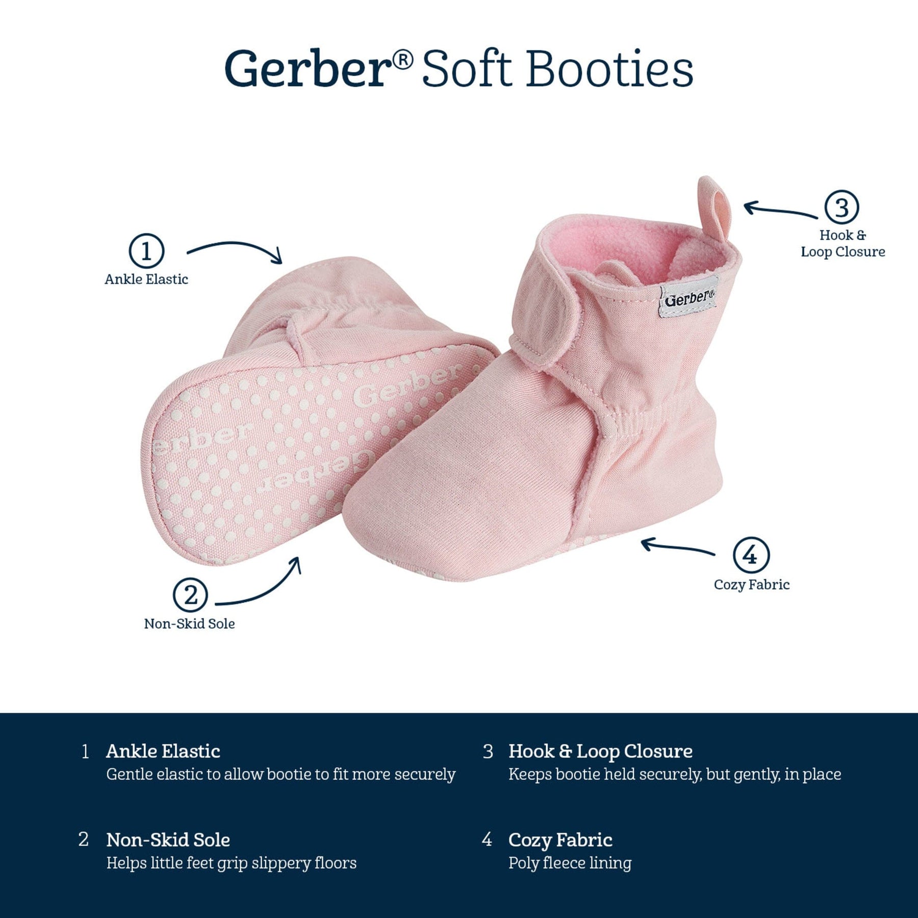 Baby Girls Pink Soft Booties – Gerber Childrenswear