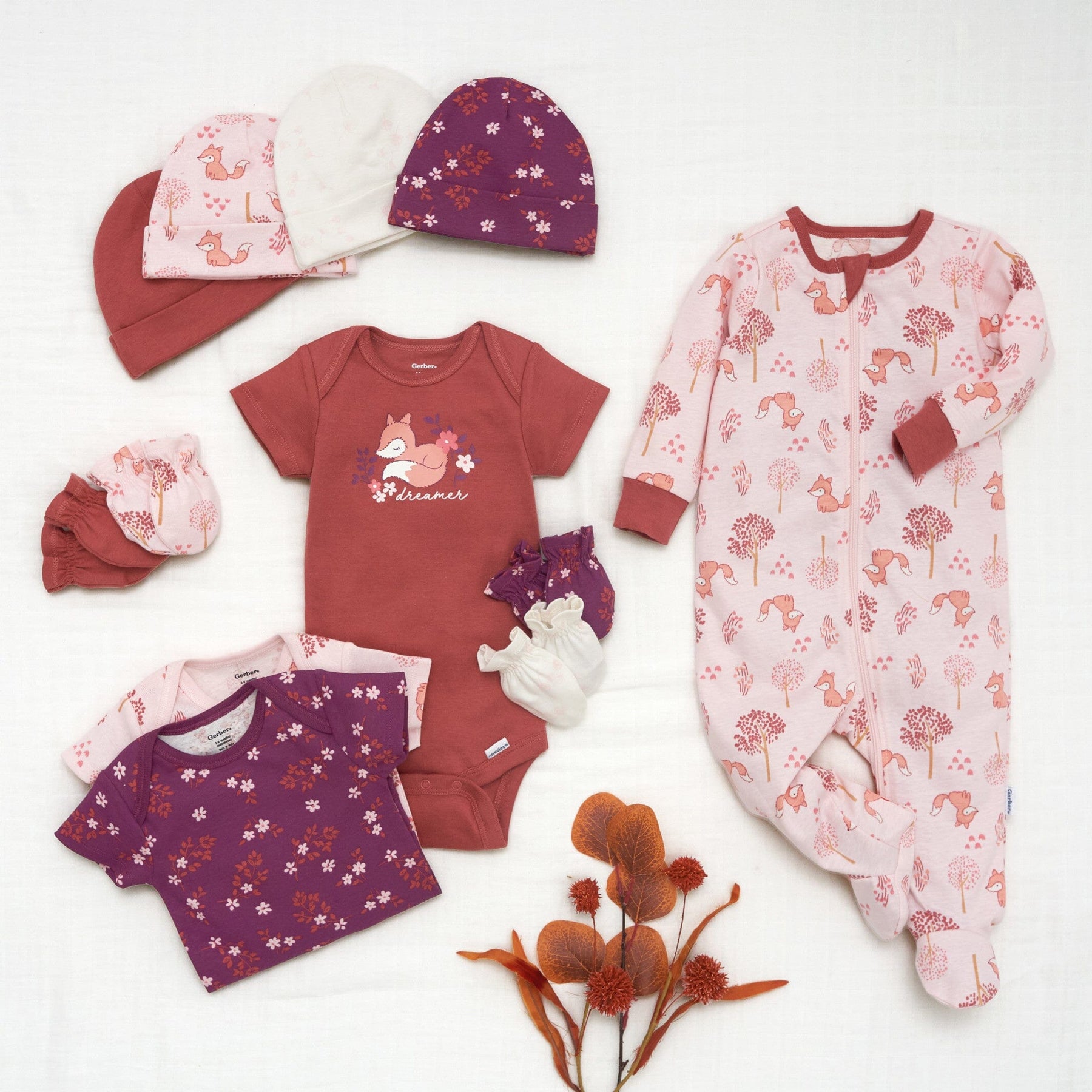12-Piece Baby Girls Fox Layette Bundle – Gerber Childrenswear