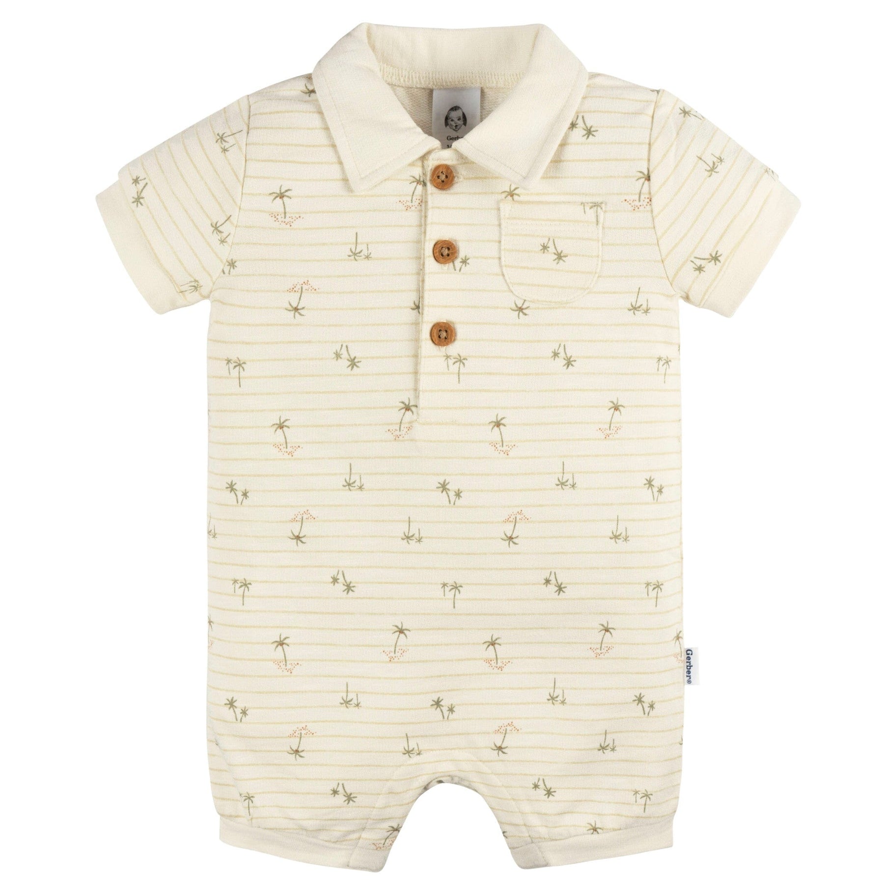 Baby Boys Palm Tree Stripe Collared Romper – Gerber Childrenswear