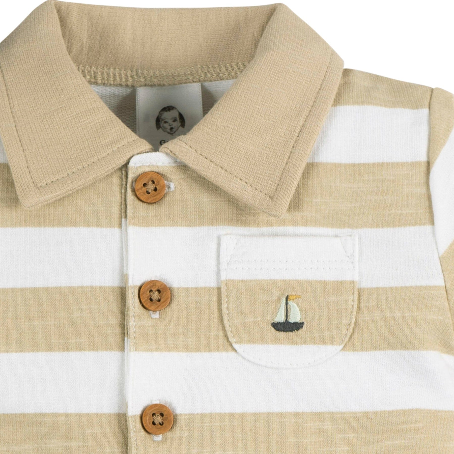 Baby Boys Tan Stripe Collared Romper – Gerber Childrenswear