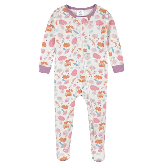 2-Pack Baby & Toddler Girls Purple Woodland Snug Fit Footed Cotton Paj ...