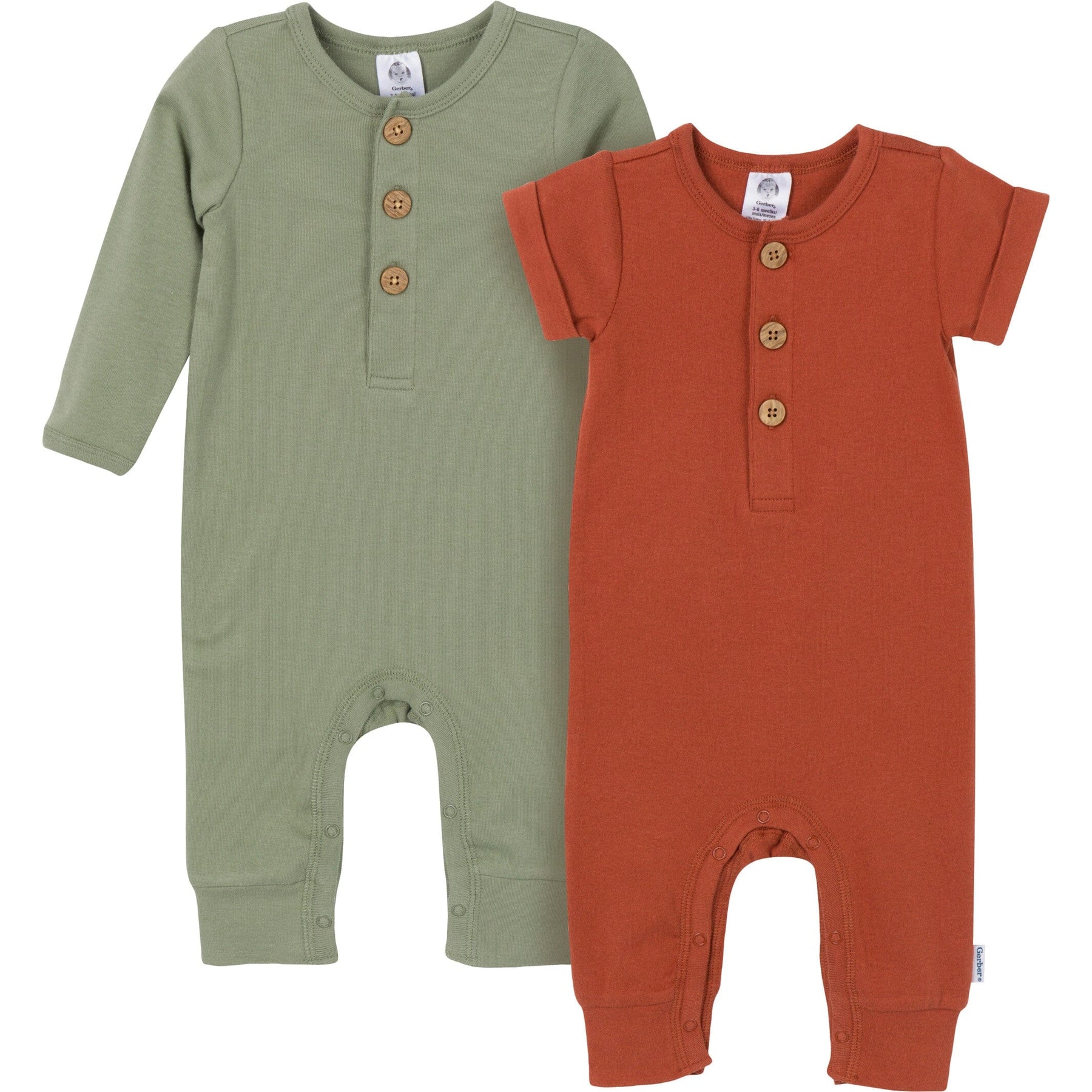 2-Pack Baby Boys Rust & Olive Rompers – Gerber Childrenswear