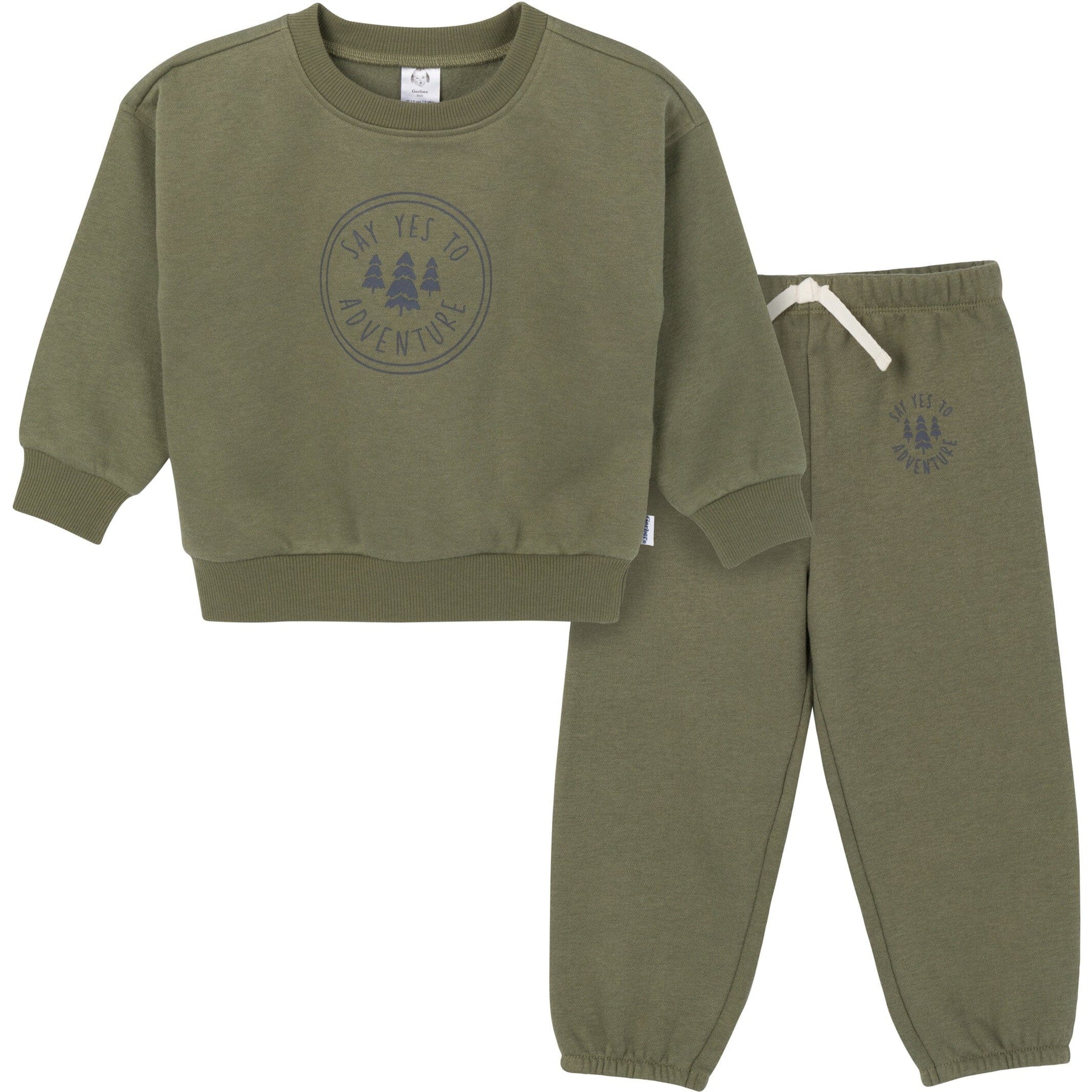 2-Piece Baby & Toddler Boys Olive Adventure Sweatshirt & Pant Set ...