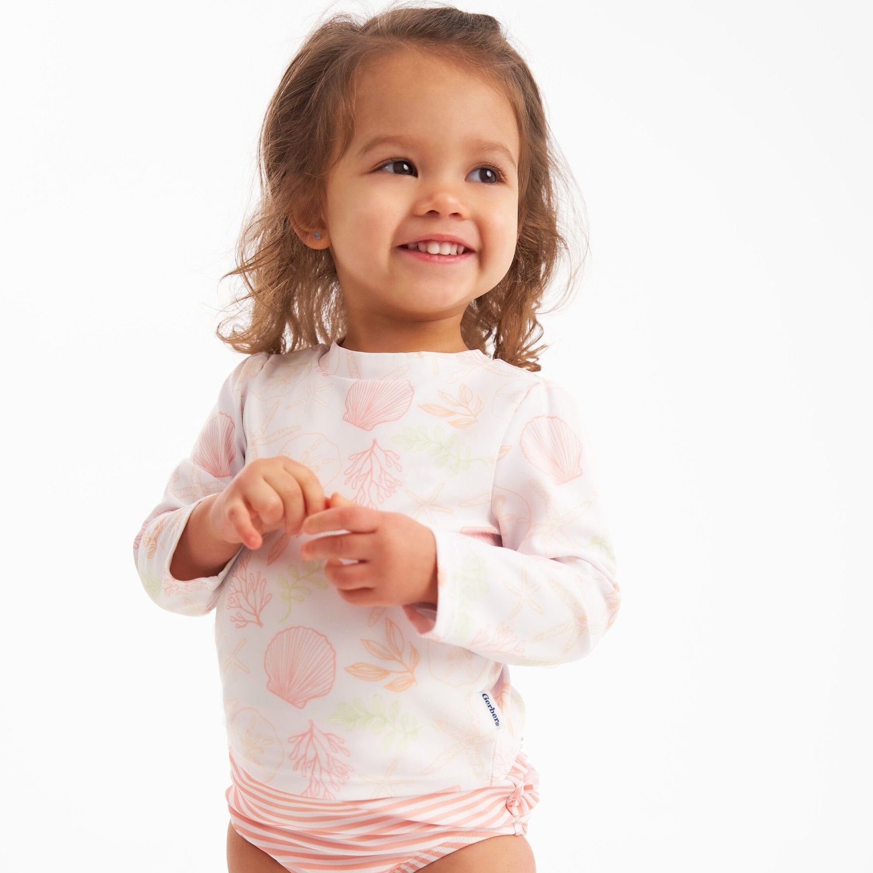 2-Piece Baby Girls UPF 50+ Shells Rash Guard & Swim Bottoms Set ...