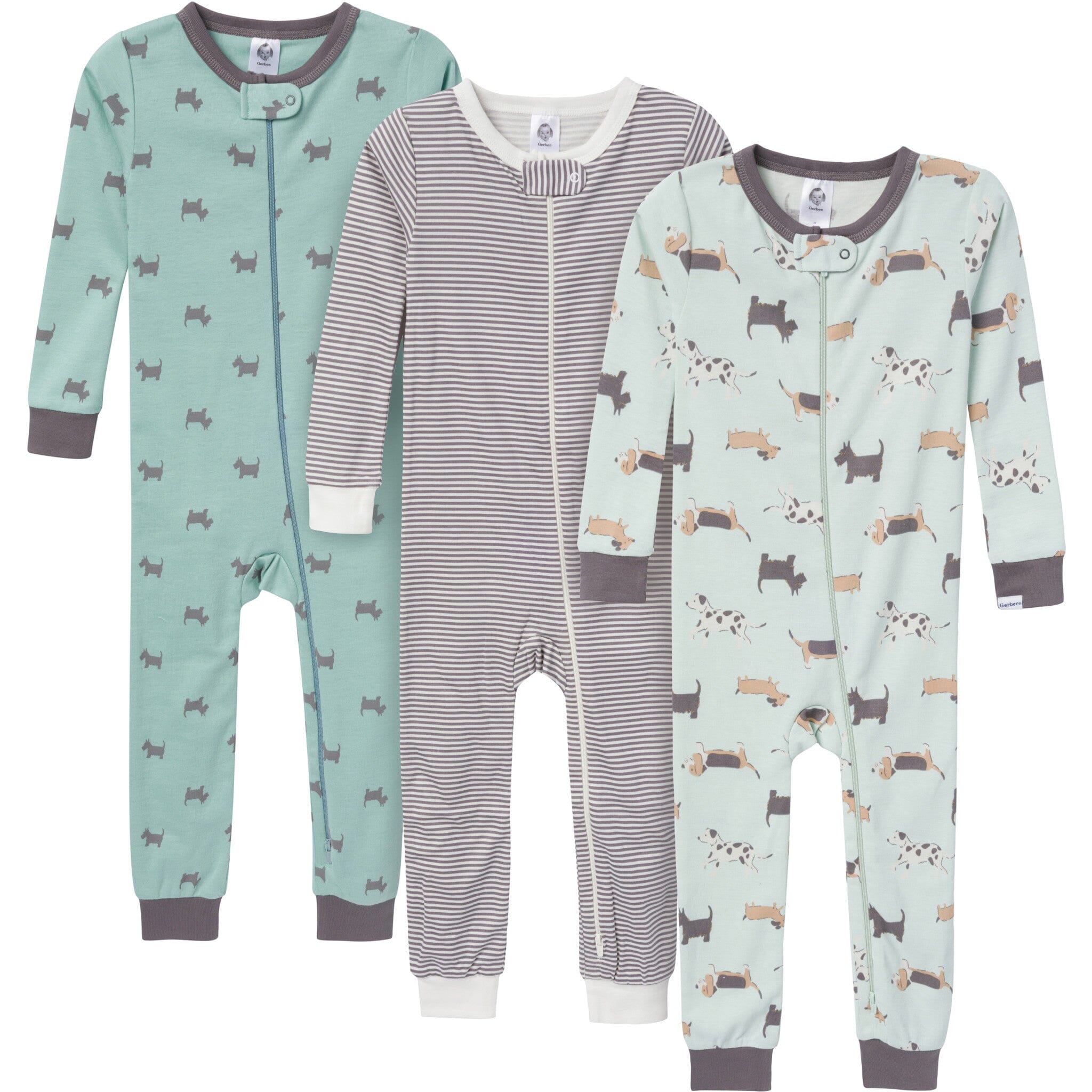 3-Pack Baby & Toddler Neutral Dog Snug Fit Footless Pajamas – Gerber ...