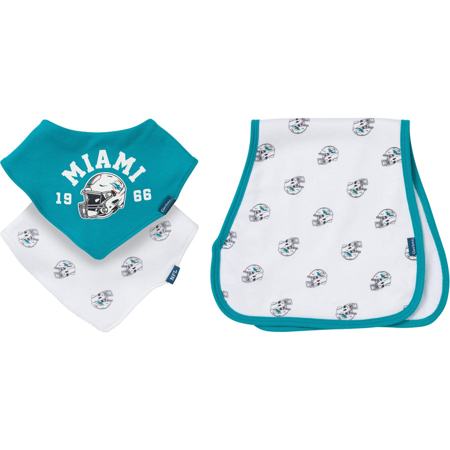 3-Pack Baby Neutral Miami Dolphins Bibs and Burp Cloth Set – Gerber ...