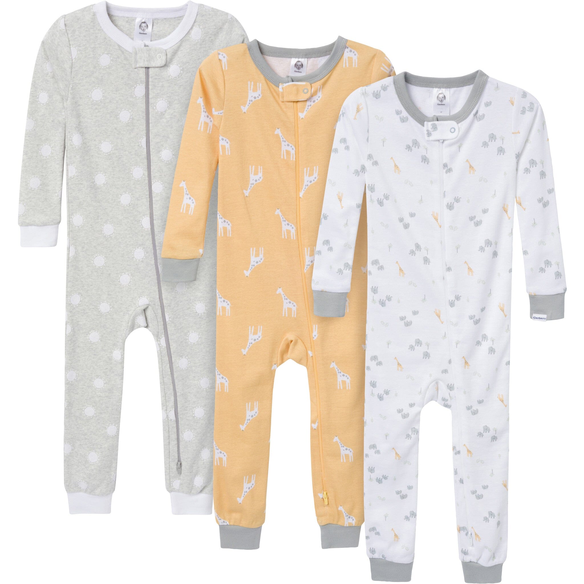 3-Pack Baby & Toddler Neutral Safari Snug Fit Footless Pajamas – Gerber ...