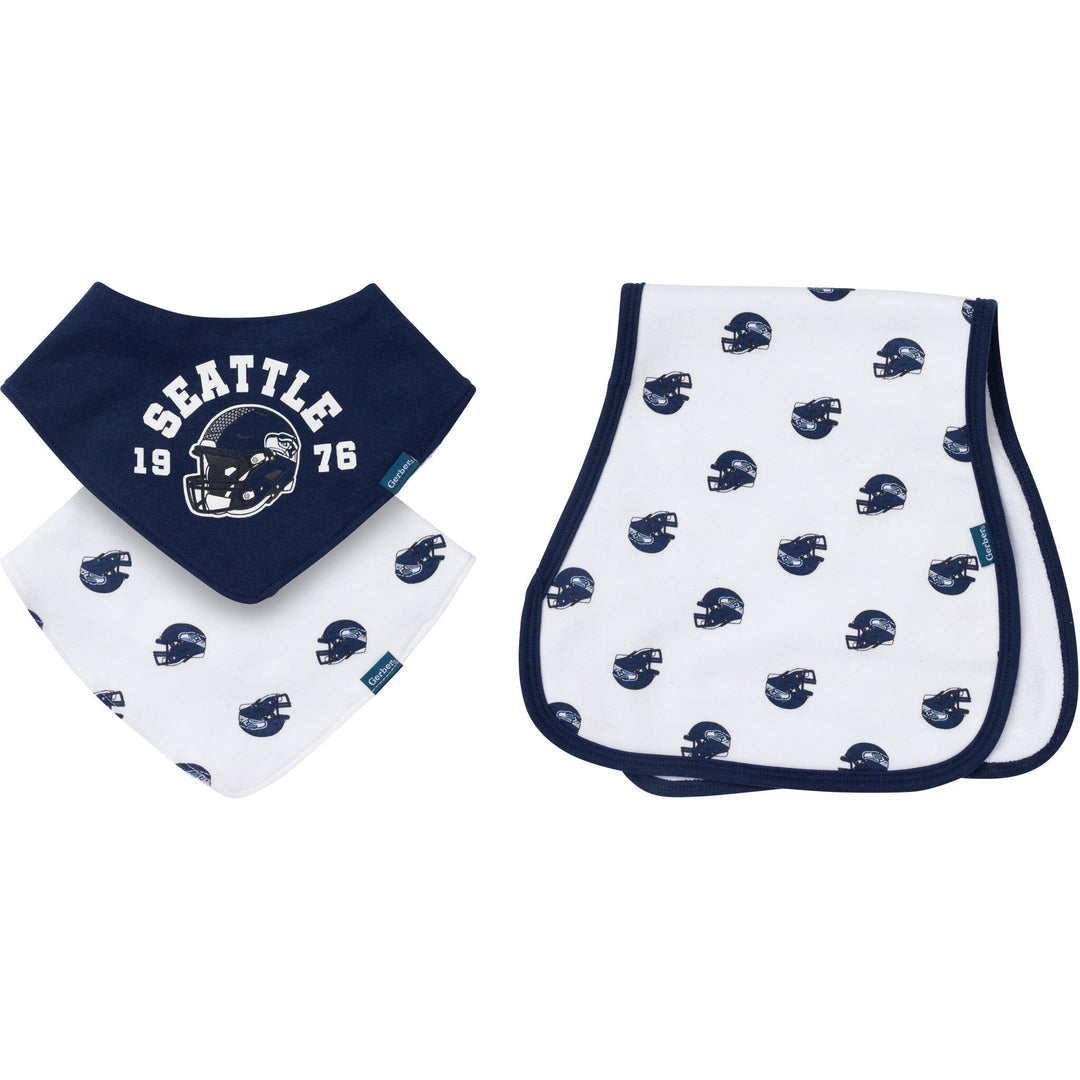 3-Pack Baby Neutral Seattle Seahawks Bibs and Burp Cloth Set – Gerber ...
