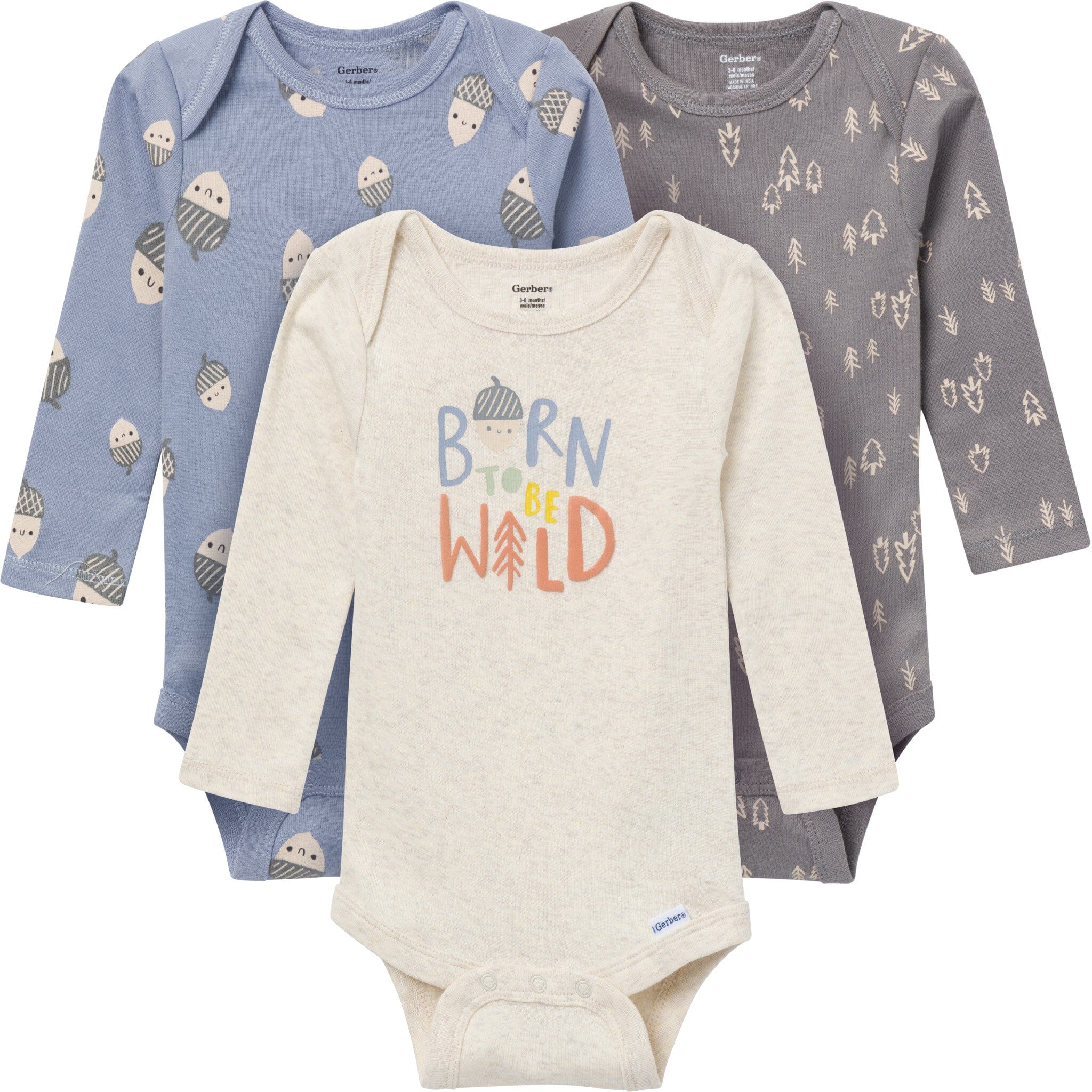 3-Pack Baby Boys Born To Be Wild Long Sleeve Onesies® Bodysuits ...