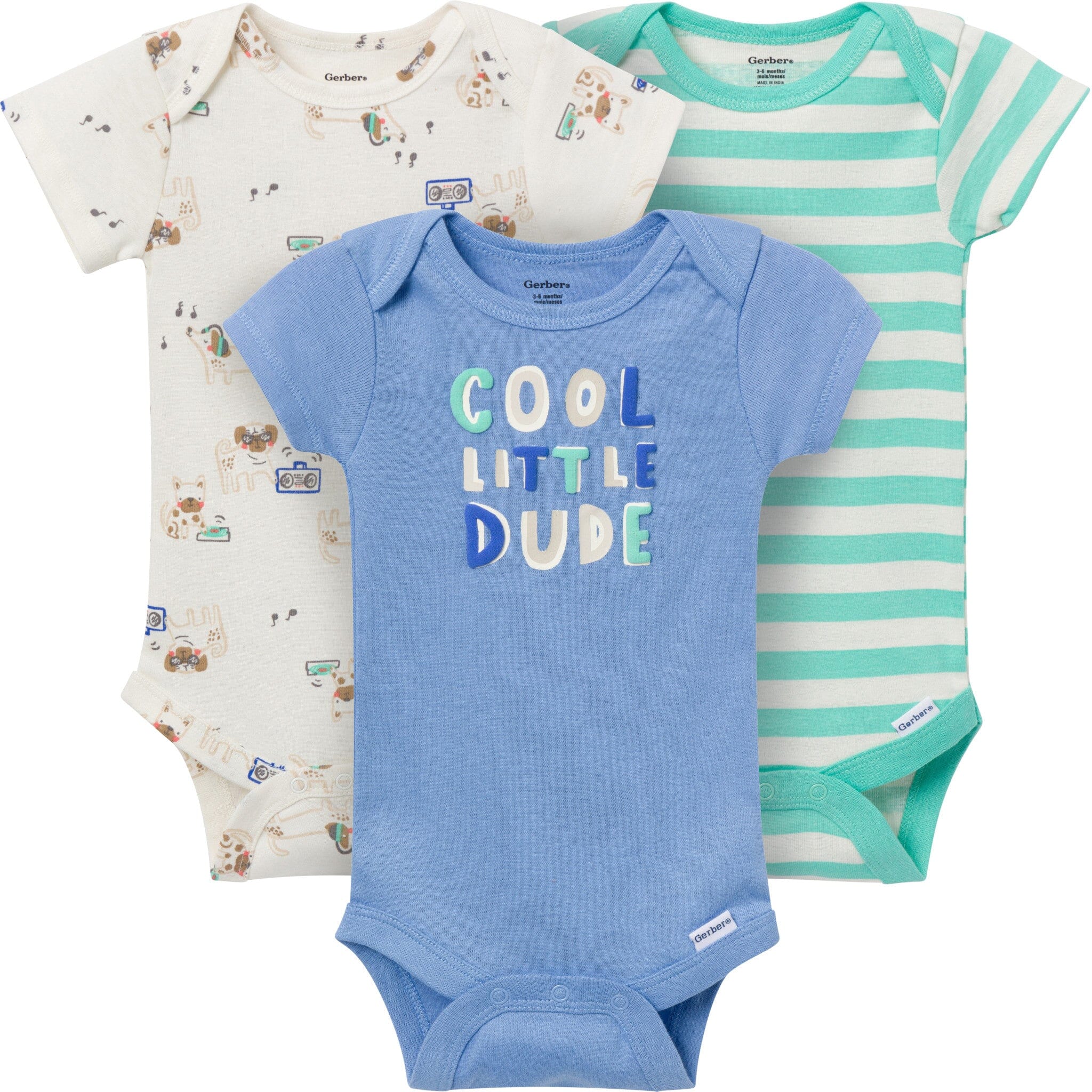 3-Pack Baby Boys Cool Dude Short Sleeve Onesies® Bodysuits – Gerber ...