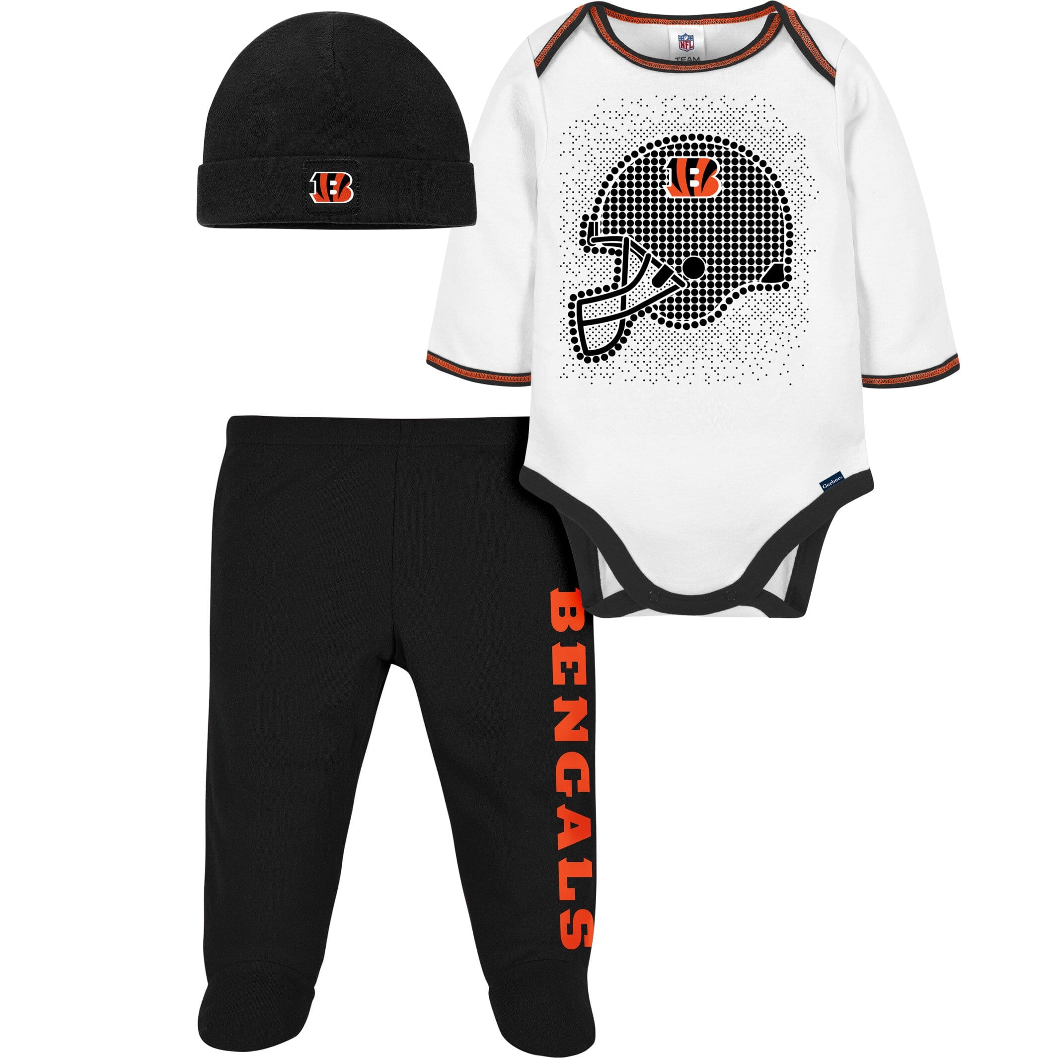 3-Piece Baby Boys Cincinnati Bengals Bodysuit, Footed Pant, & Cap Set ...