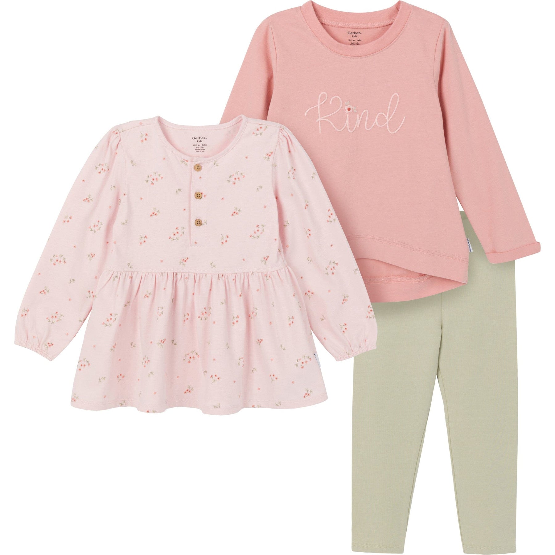 3-Piece Toddler Girls Pink Tunics and Leggings – Gerber Childrenswear
