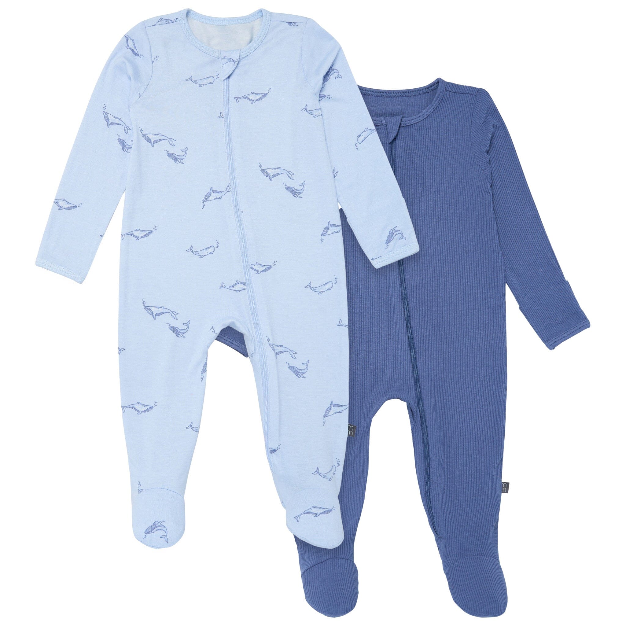 2-Pack Baby Boys Light Blue Whale Sleep 'N Plays With Mitten Cuffs ...