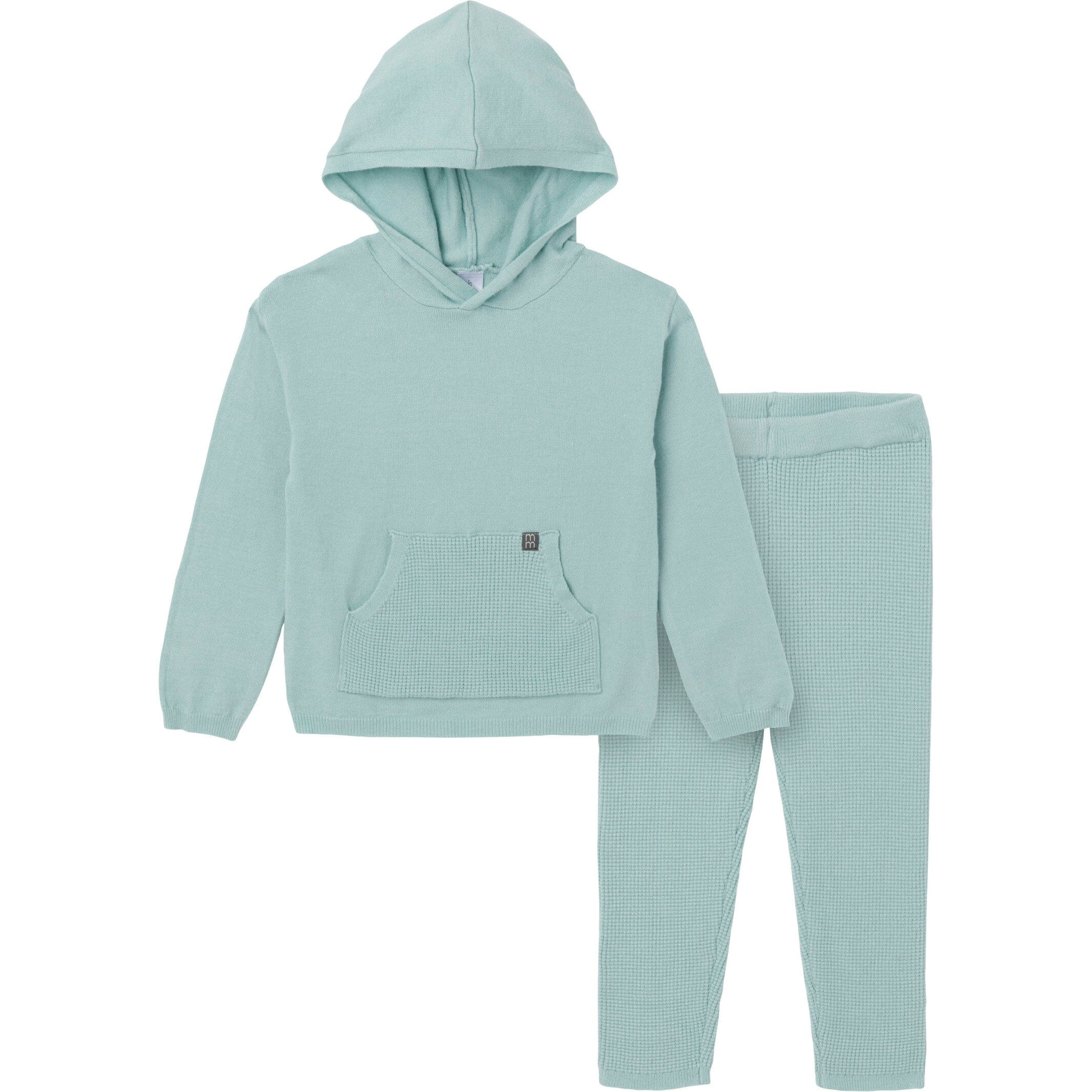 2-Piece Infant & Toddler Medium Sky Hooded Waffle Top and Legging Set ...
