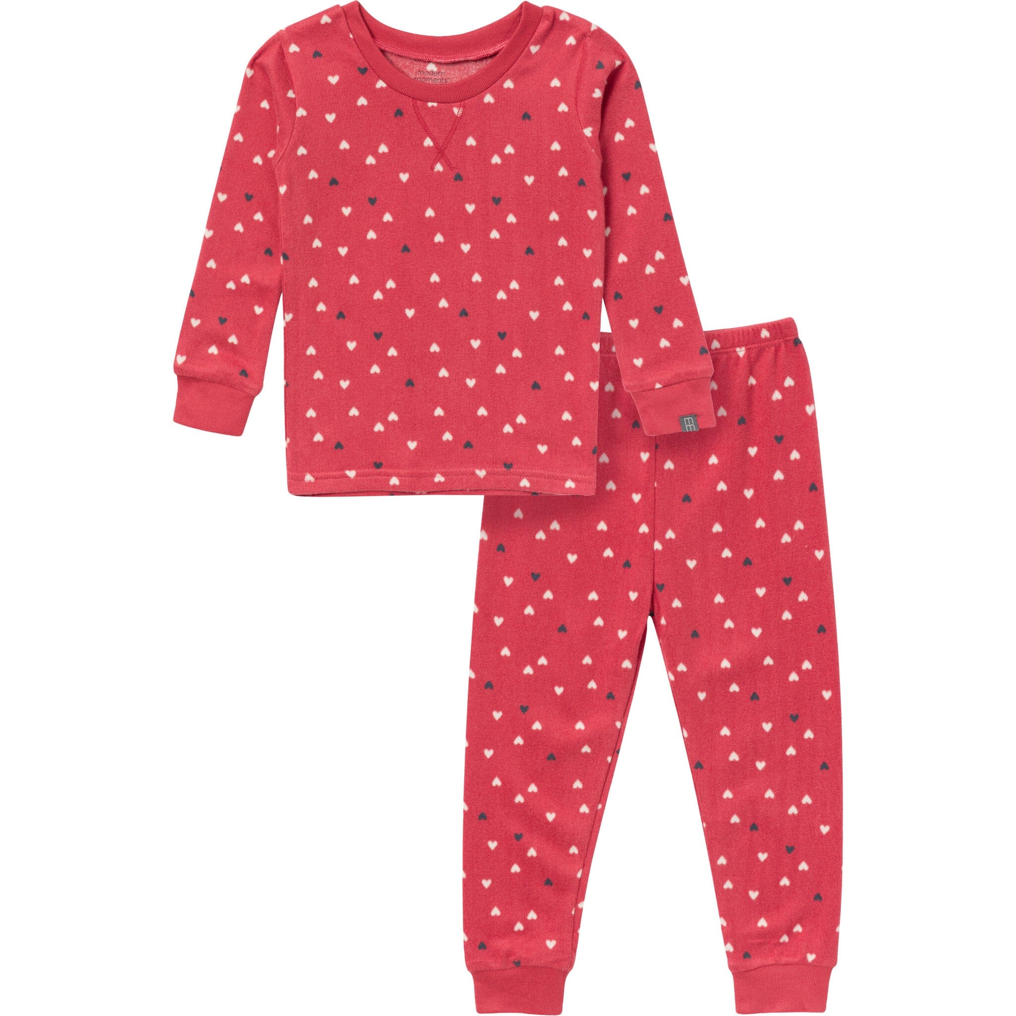 2-Piece Infant and Toddler Neutral Red Hearts Snug Fitting Hacci Pajam ...