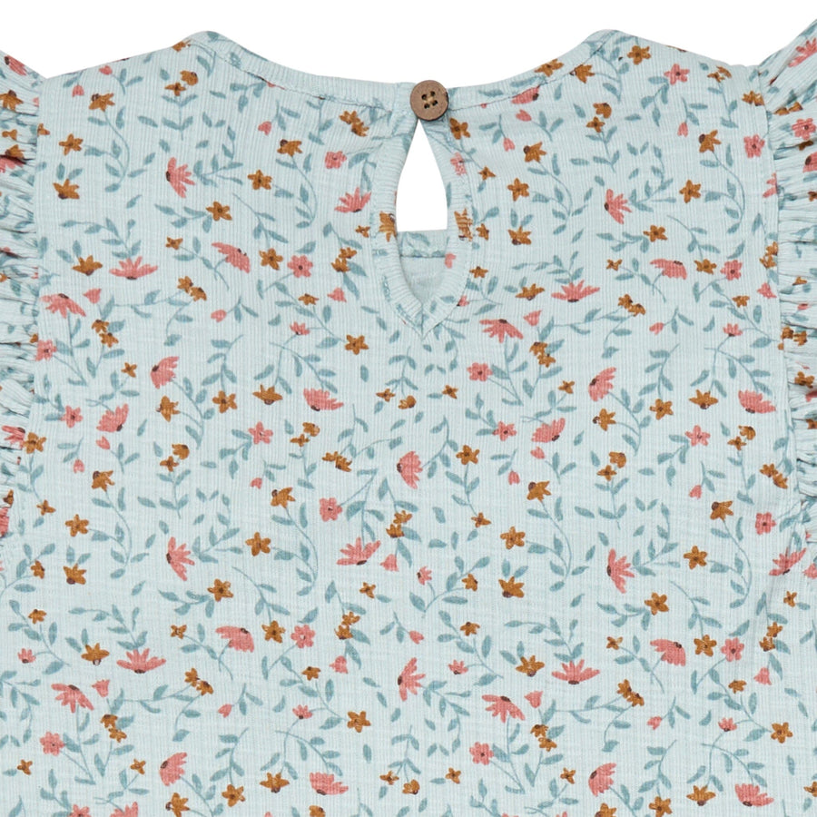 4-Piece Infant & Toddler Girls Vine Floral Flutter Sleeve Tops and Sho ...