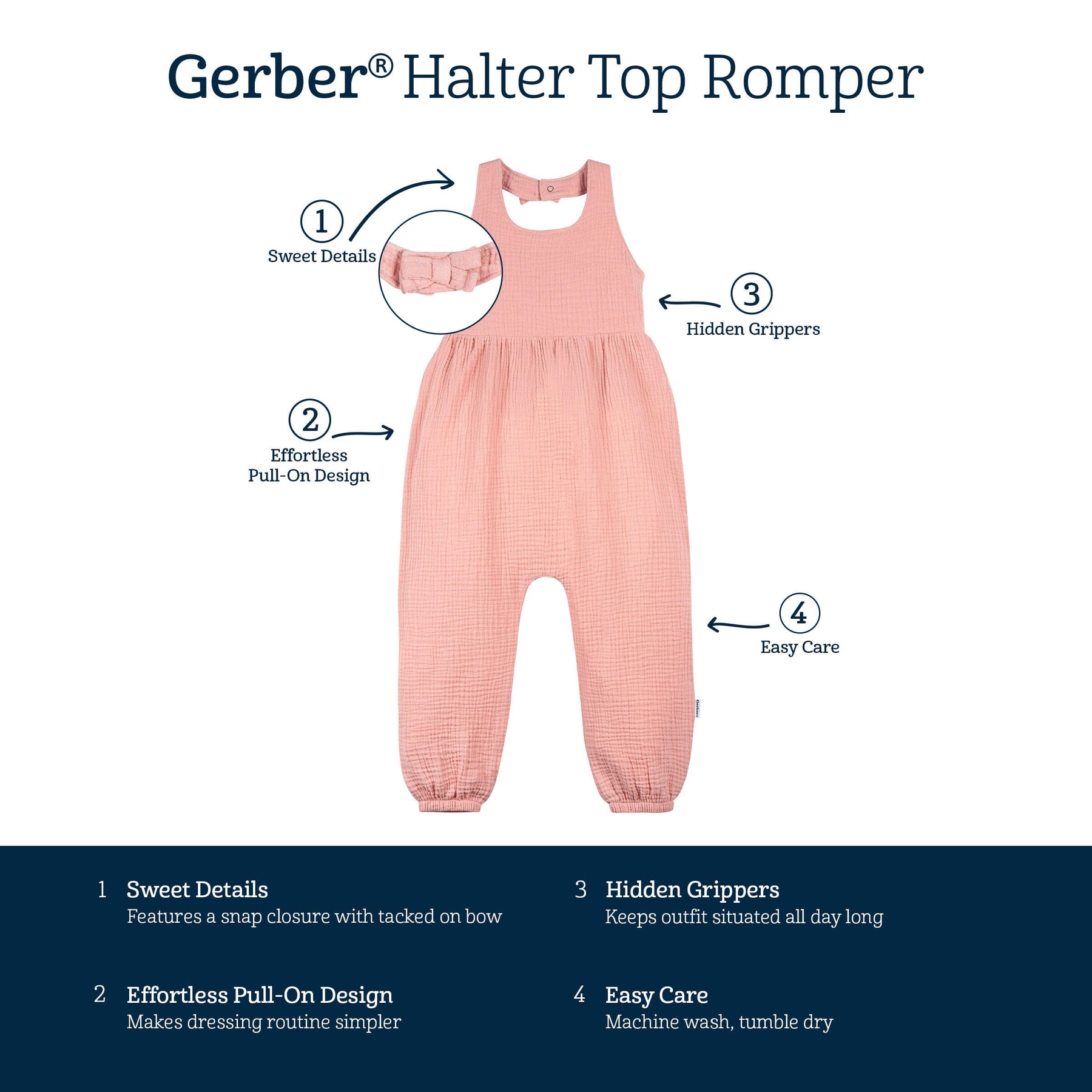 Toddler Girls Rose Pink Halter Romper – Gerber Childrenswear
