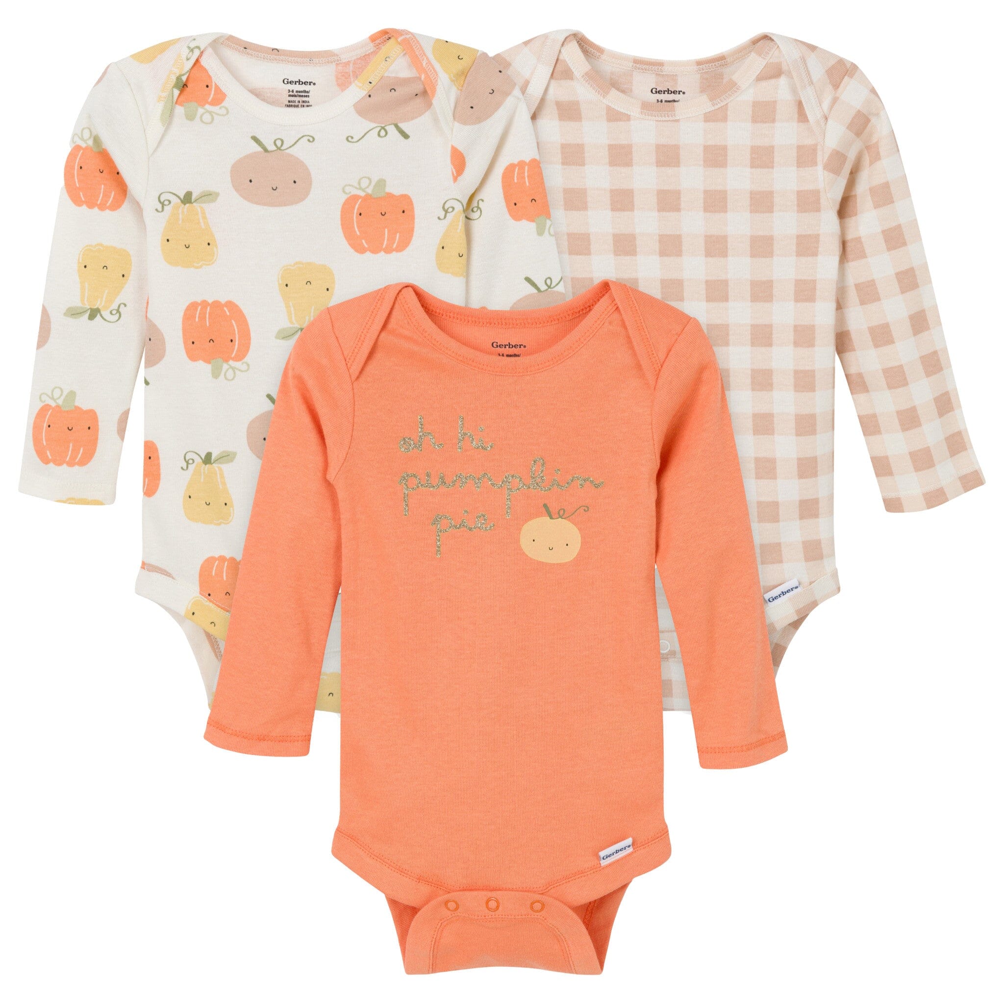 3-Pack Baby Girls Pumpkin Pie Onesies® Bodysuits – Gerber Childrenswear