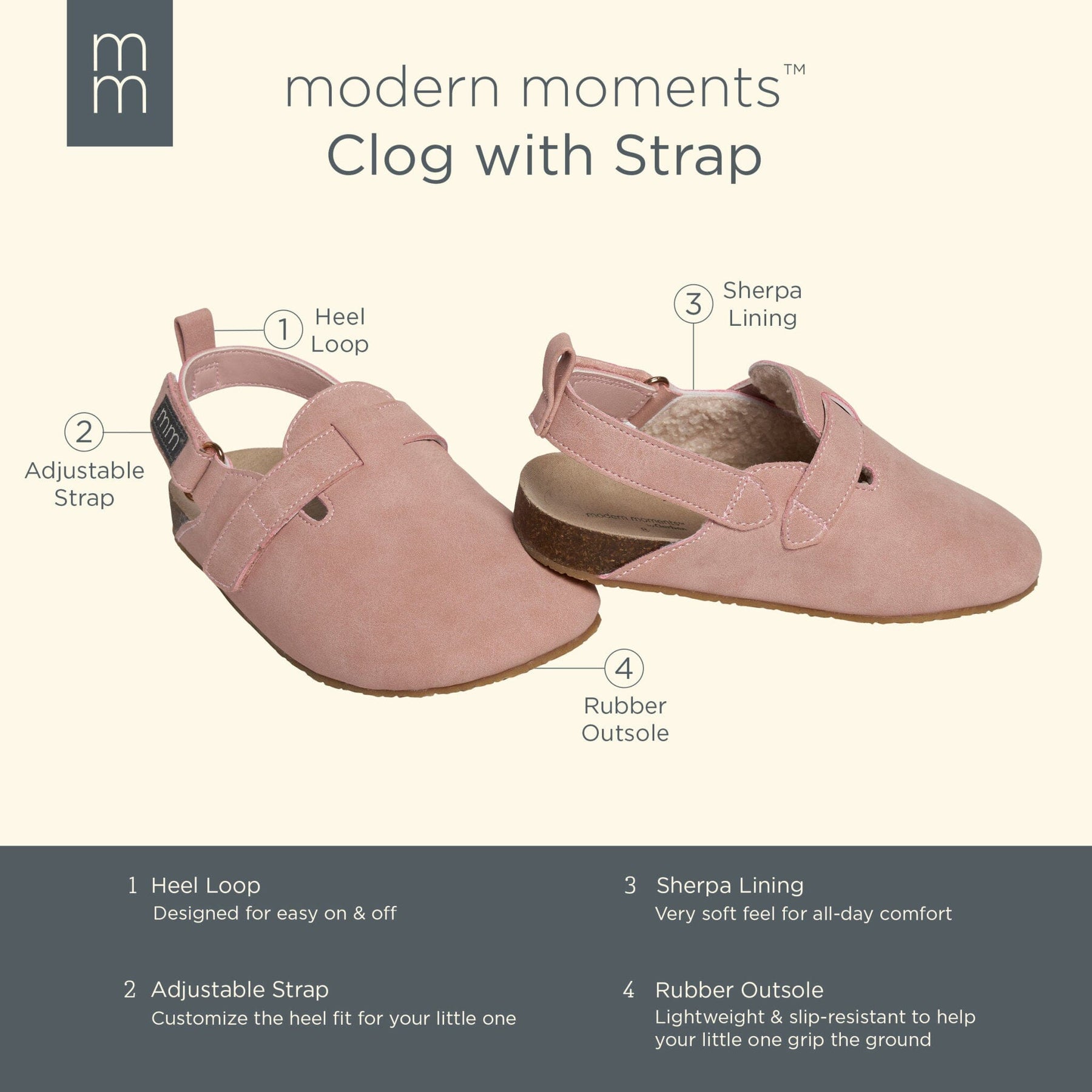 Infant & Toddler Girls Light Pink Clog With Strap – Gerber Childrenswear