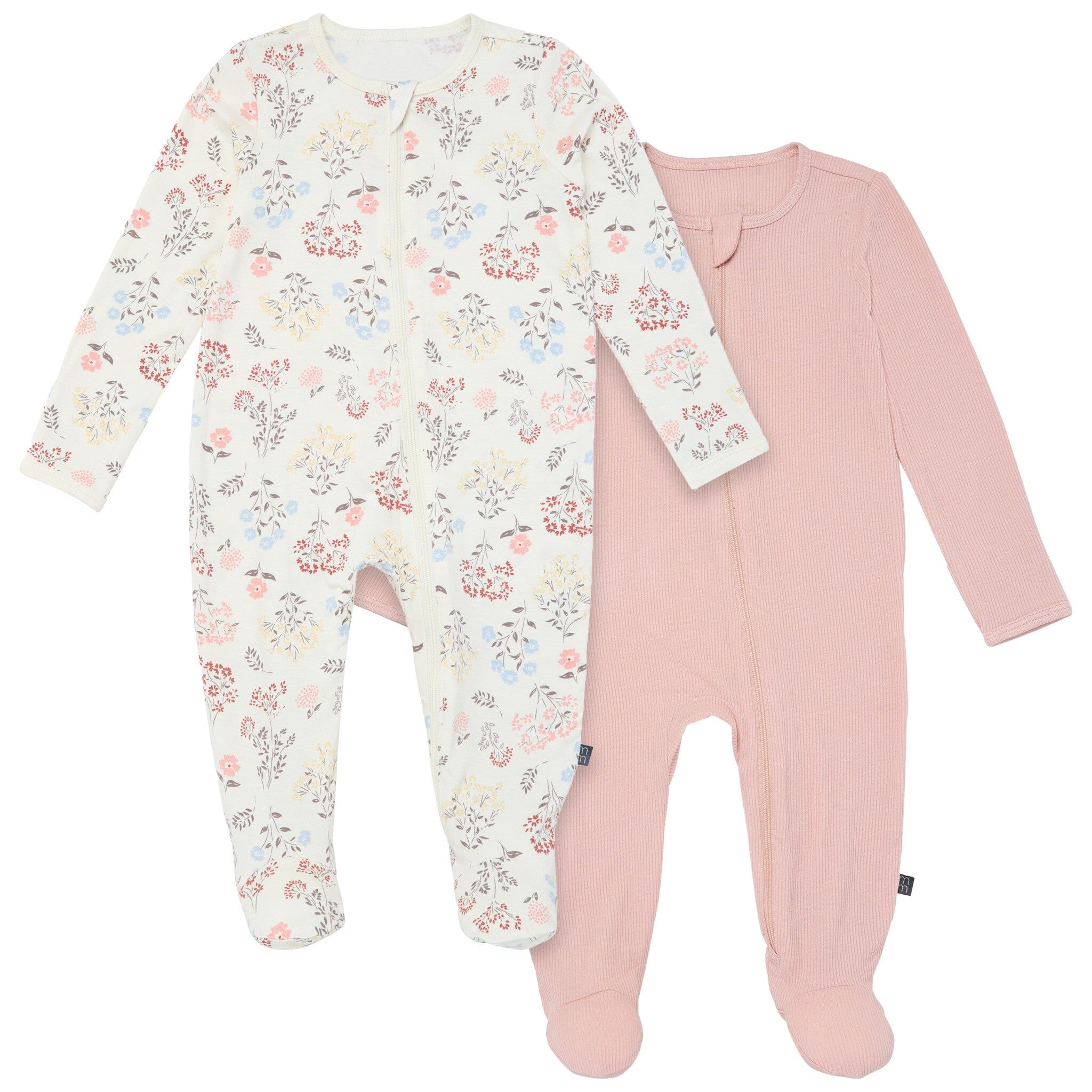 2-Pack Baby Girls Ivory Wildflower Sleep 'N Plays With Mitten Cuffs ...