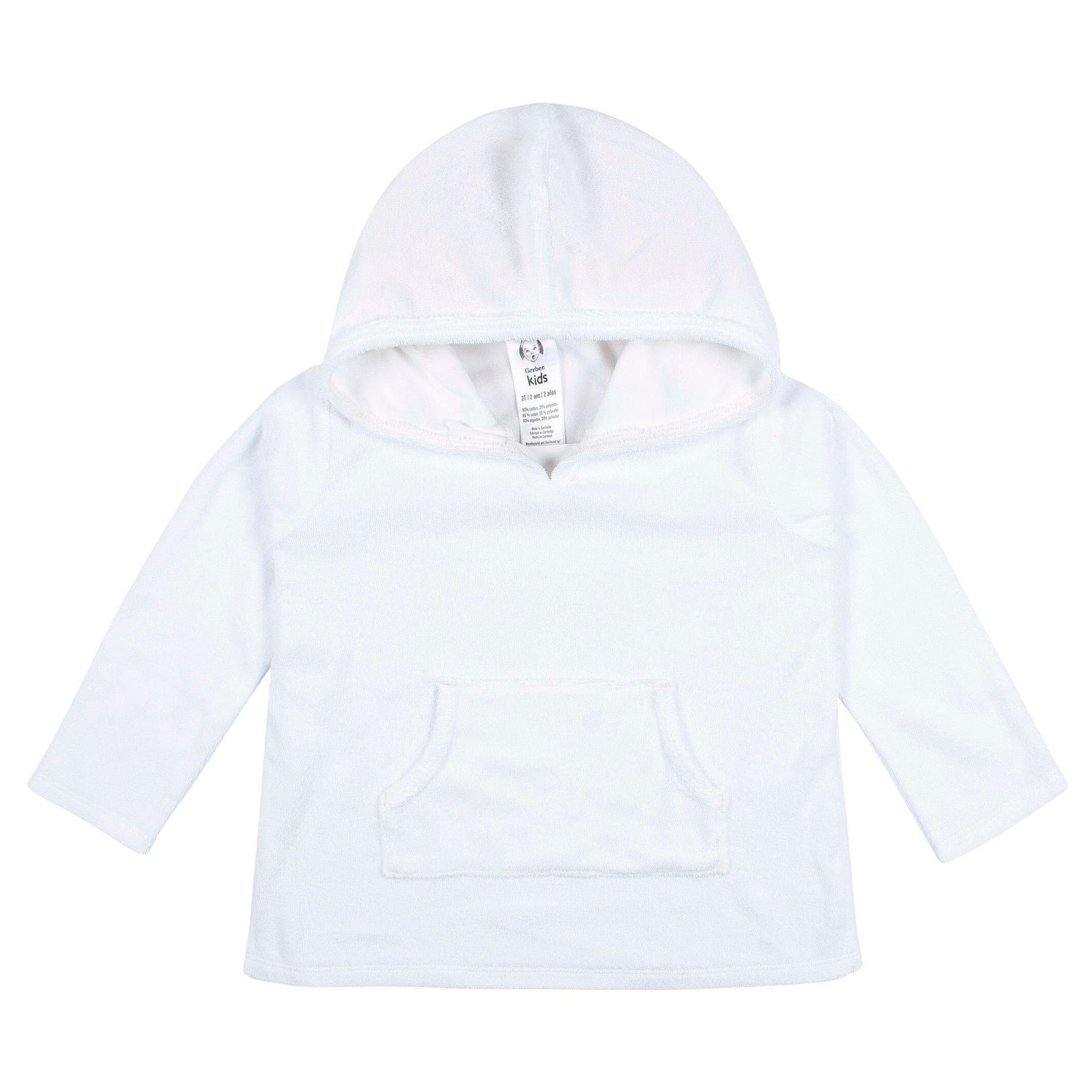 Baby & Toddler Girls White Hooded Kangaroo Pocket Terry Coverup ...