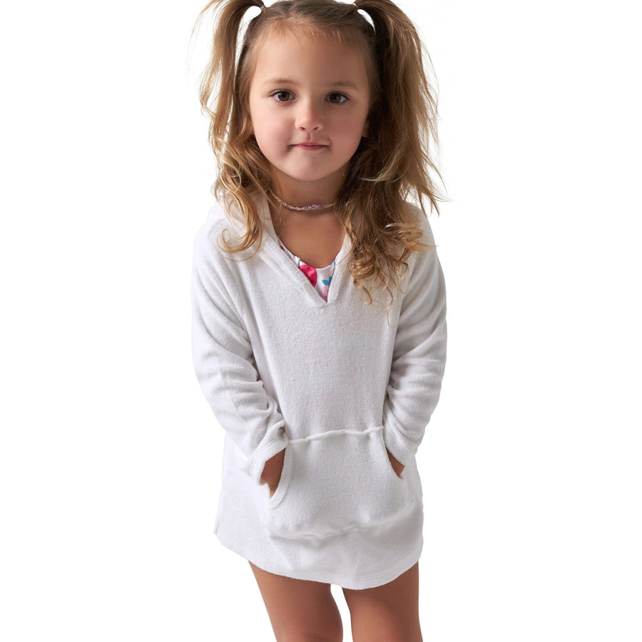 Baby & Toddler Girls White Hooded Kangaroo Pocket Terry Coverup ...