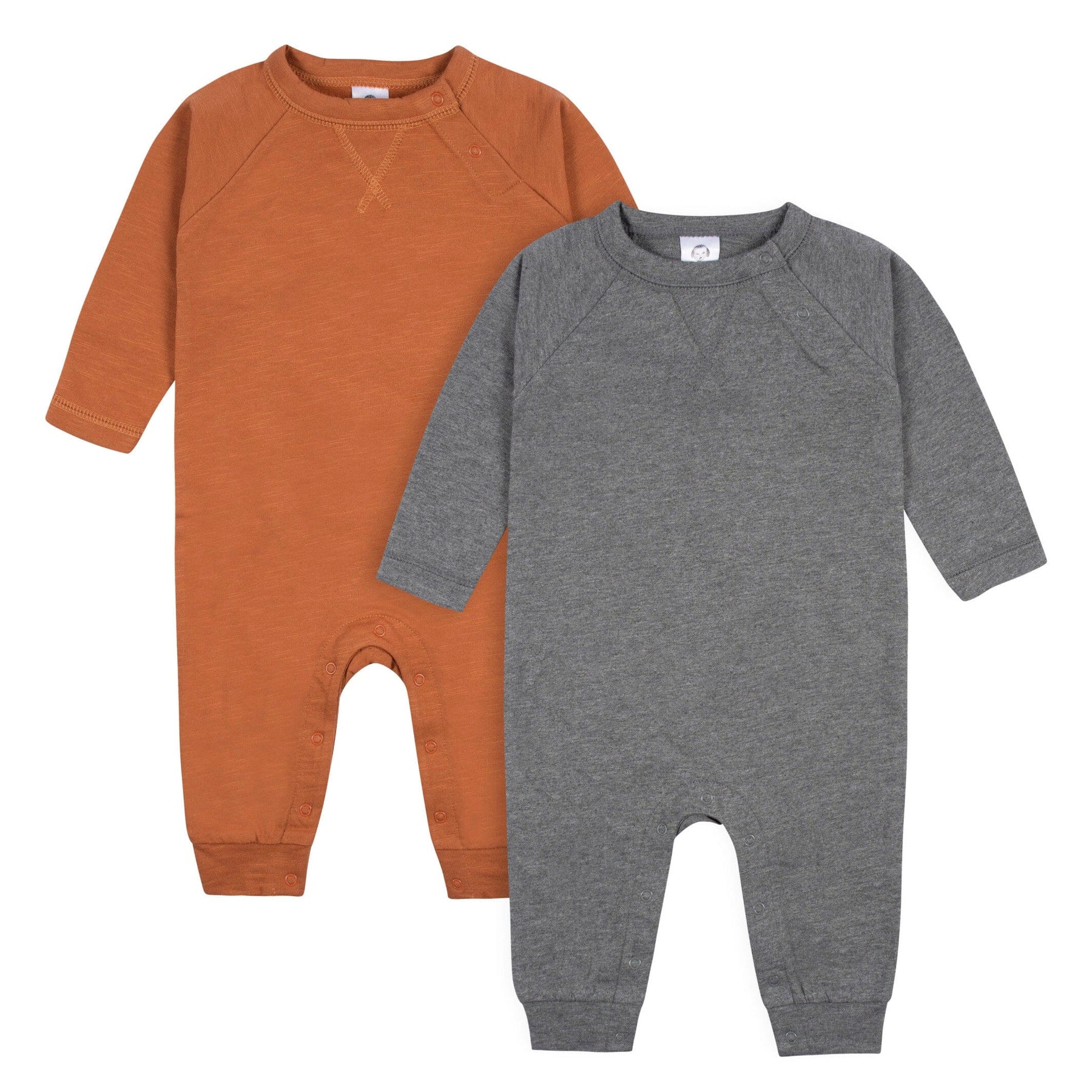 2-Pack Baby Boys Heather Gray & Rust Raglan Sleeve Romper – Gerber ...