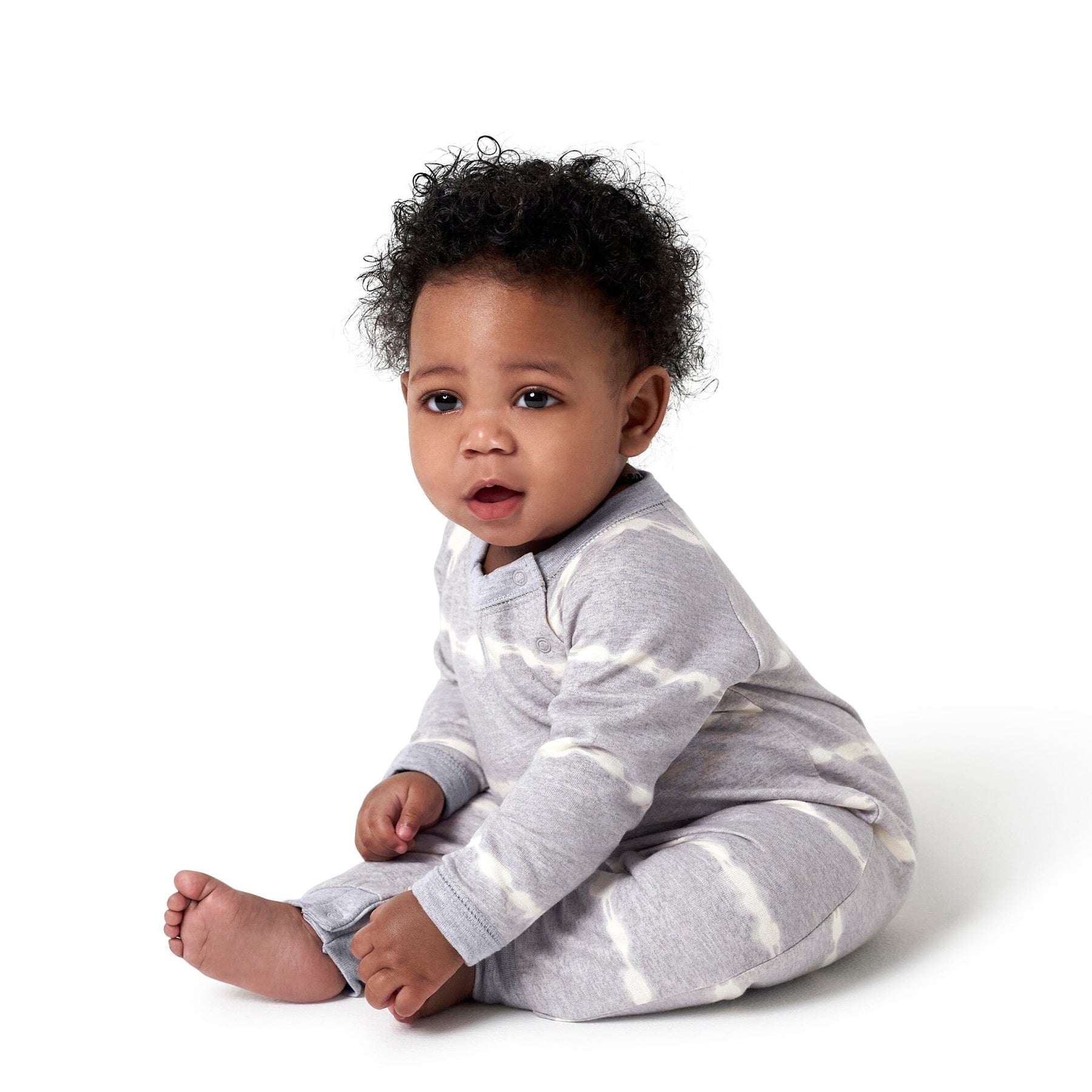 2-Pack Baby Boys Light Gray Tie Dye & Striped Raglan Sleeve Romper ...