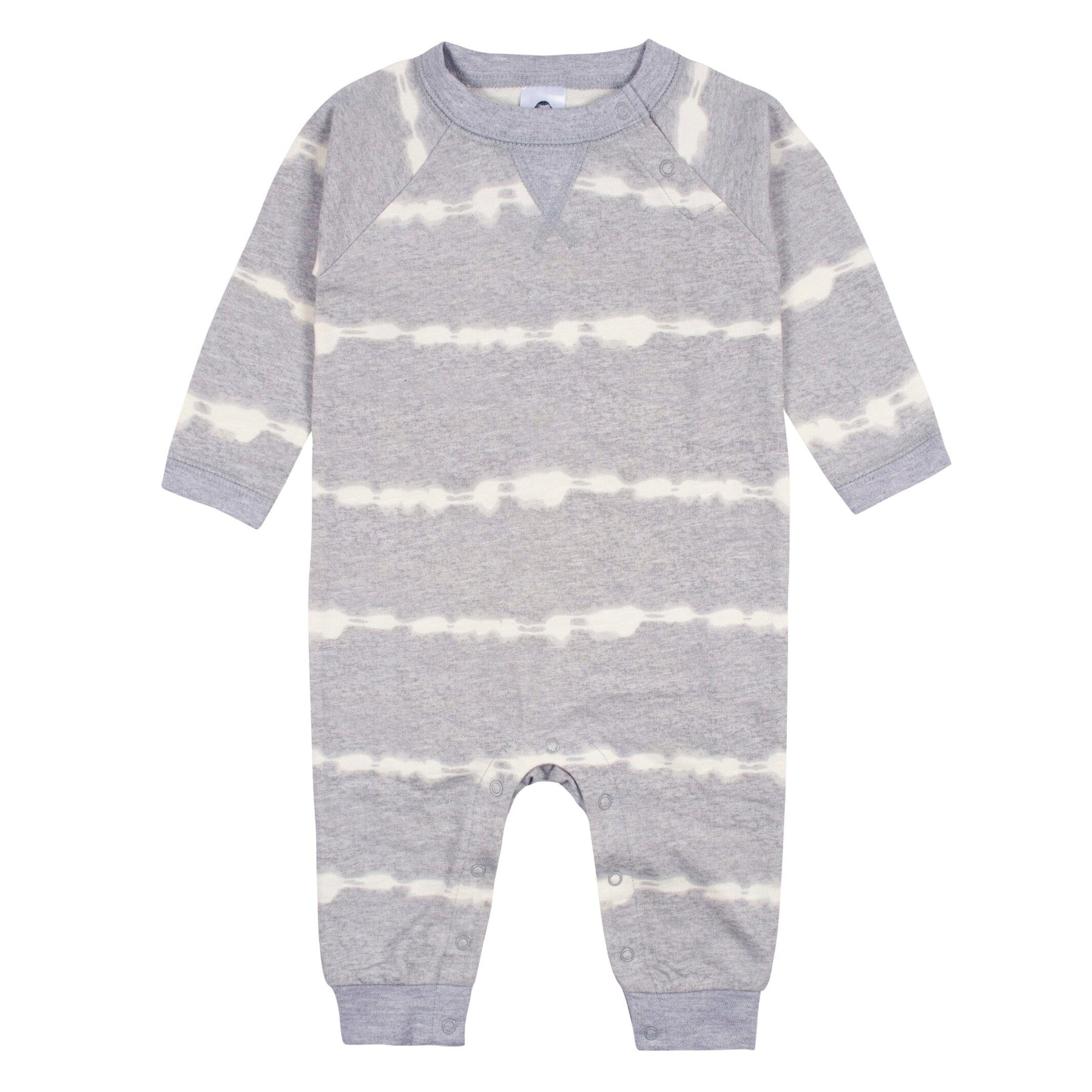 2-Pack Baby Boys Light Gray Tie Dye & Striped Raglan Sleeve Romper ...