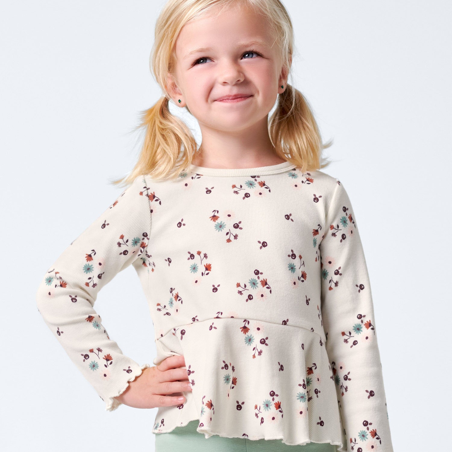 2-Pack Infant & Toddler Girls Mint Floral Peplum Tops#N#– Gerber ...