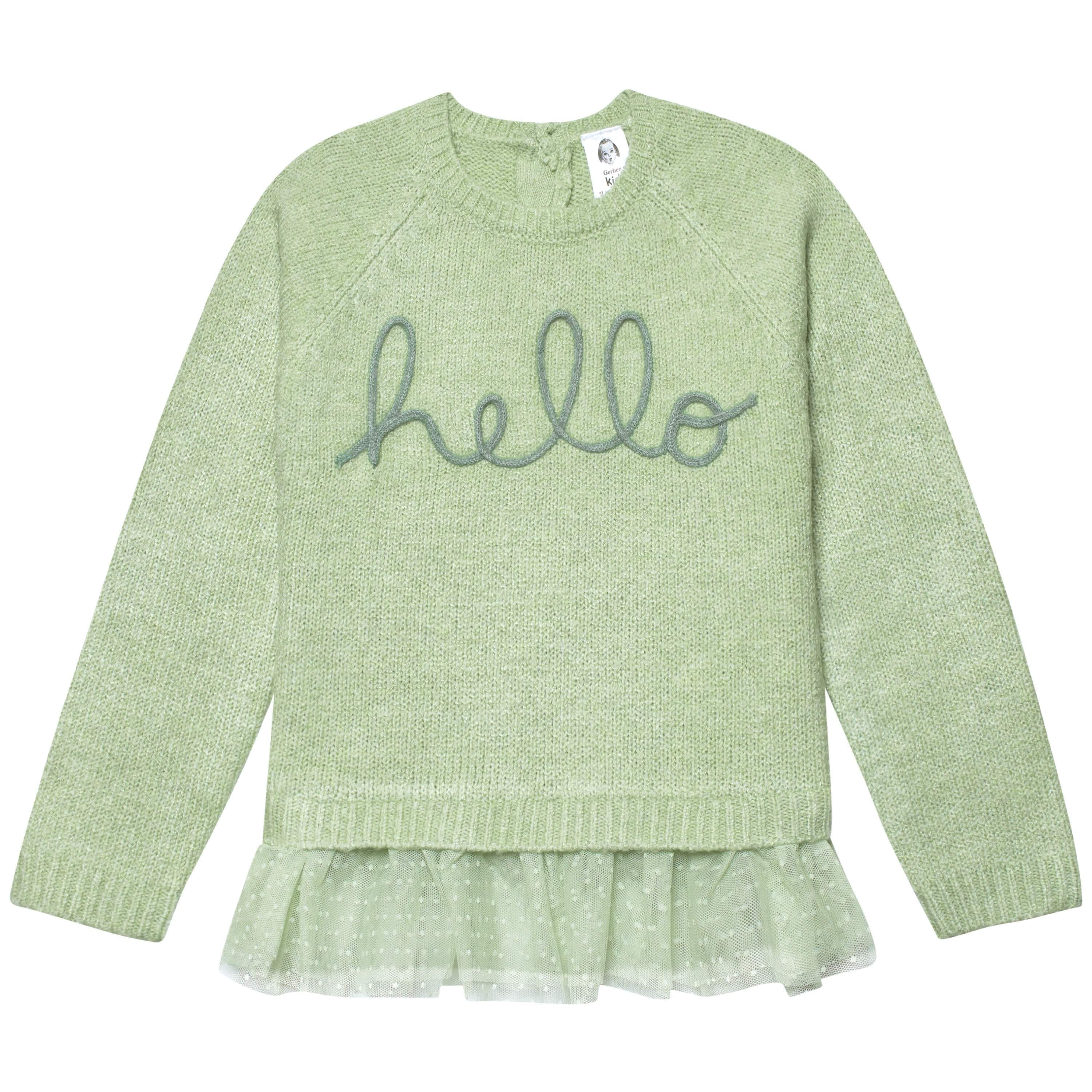 Infant & Toddler Girls Green Sweater With Tulle Trim – Gerber Childrenswear