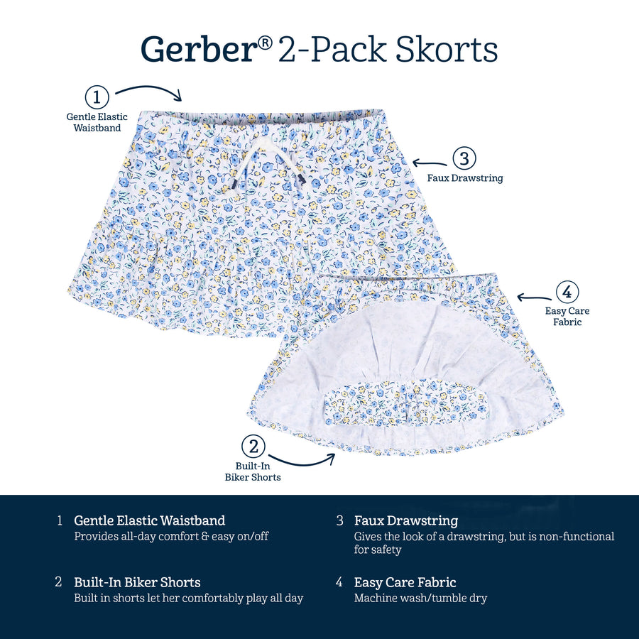 2-Pack Infant Girls Blue Floral Skorts – Gerber Childrenswear