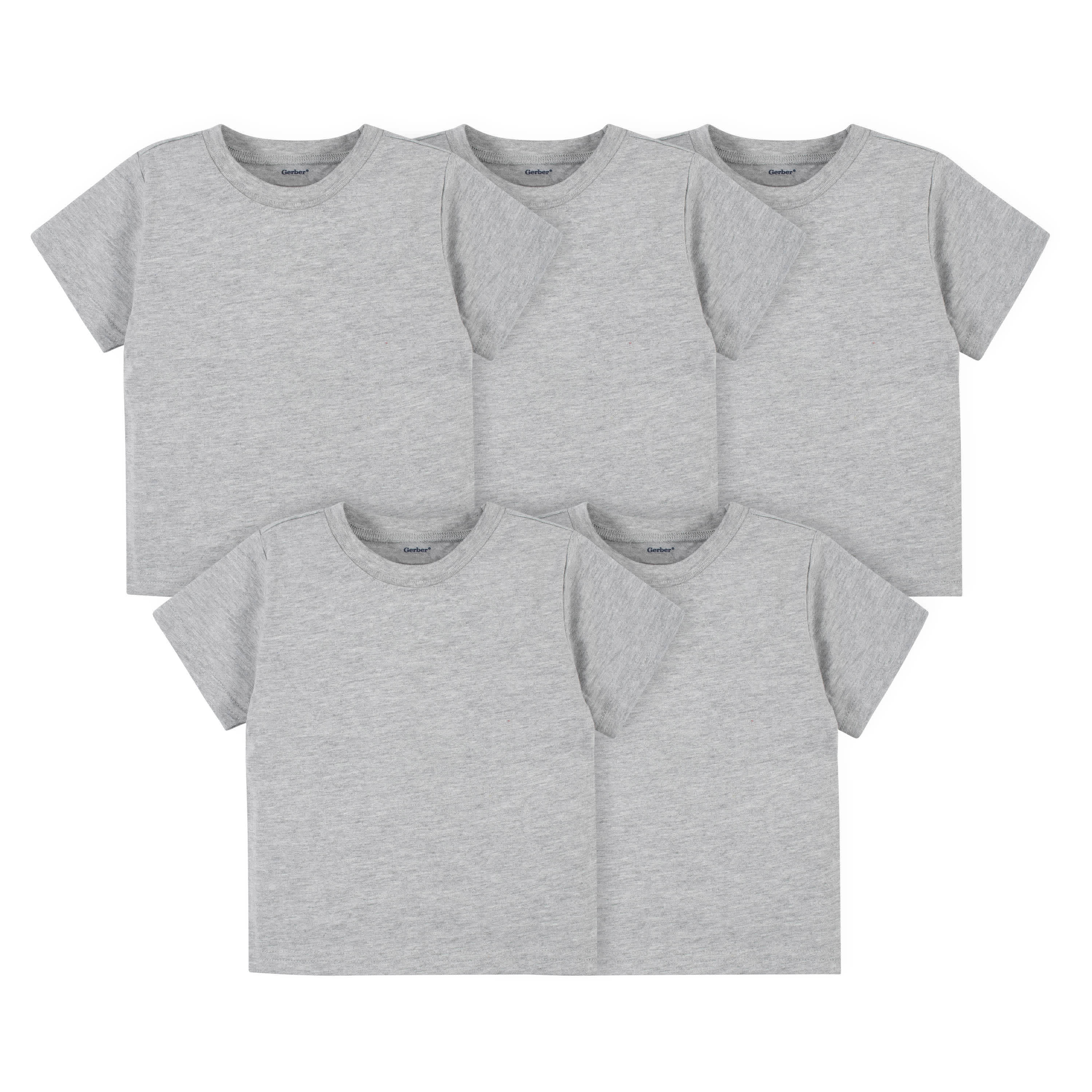 5-Pack Infant & Toddler Heather Grey Premium Short Sleeve Tees – Gerber ...
