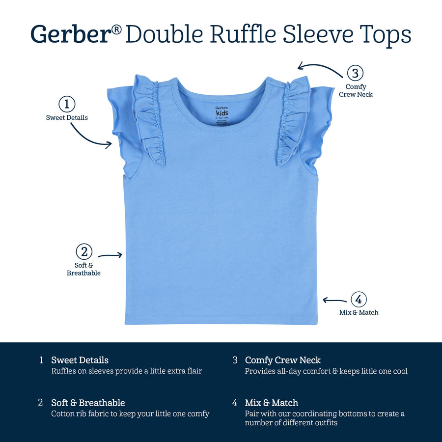 2-Pack Infant Girls Blue Double Ruffle Tops – Gerber Childrenswear