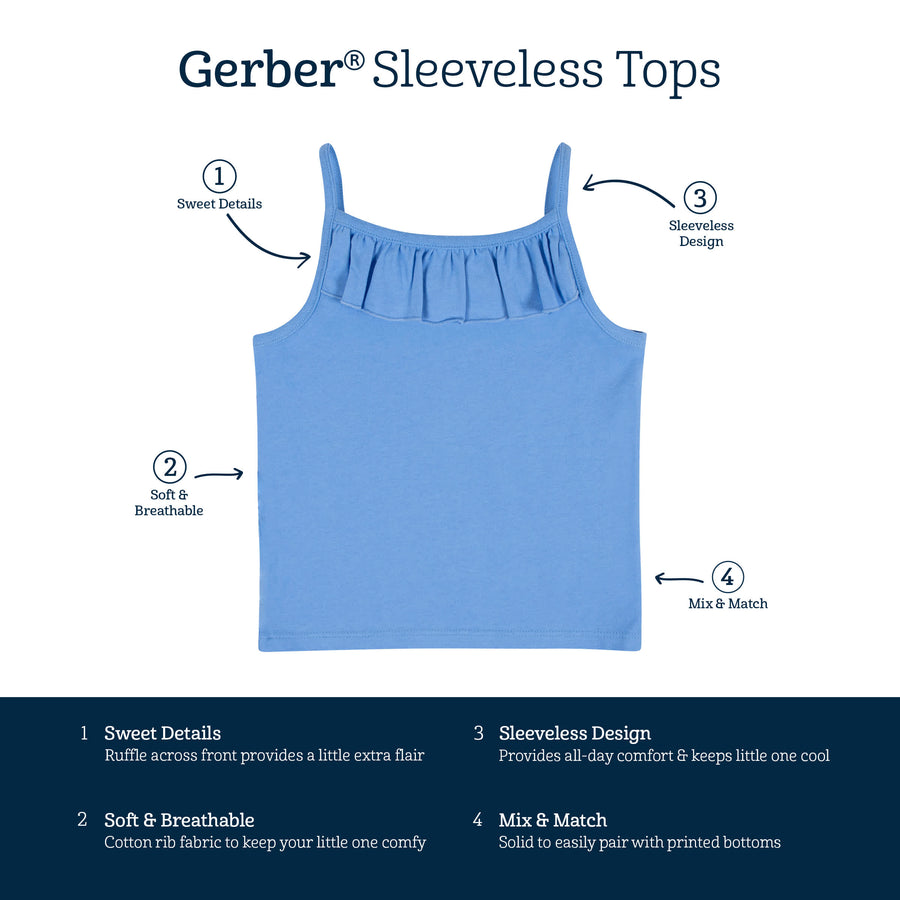 2-Pack Infant & Toddler Girls Blue Sleeveless Tops – Gerber Childrenswear
