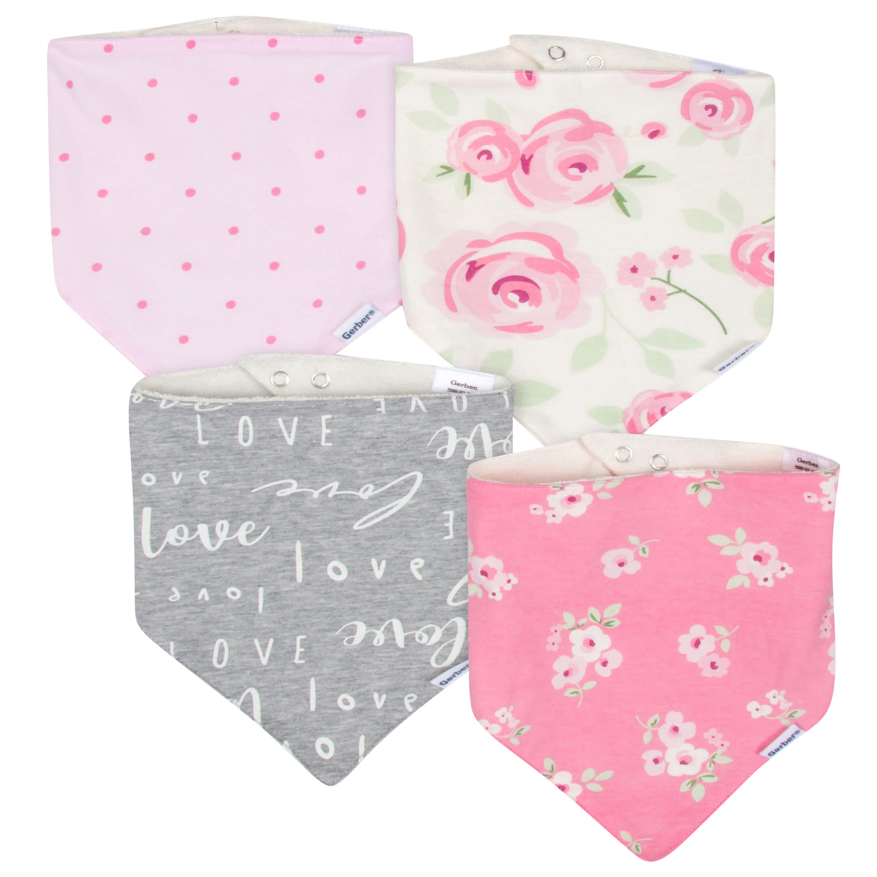 4-Pack Baby Girls Floral Bandana Bibs – Gerber Childrenswear